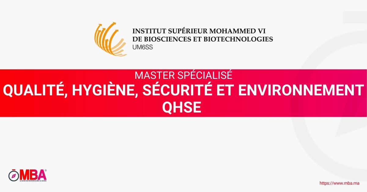 Master en Hygiène, Sécurité et Environnement QHSE (UM6SS)