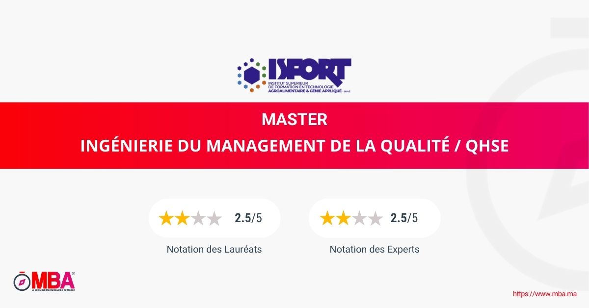 Master Ingénierie du Management de la Qualité / QHSE (ISFORT) - MBA.ma