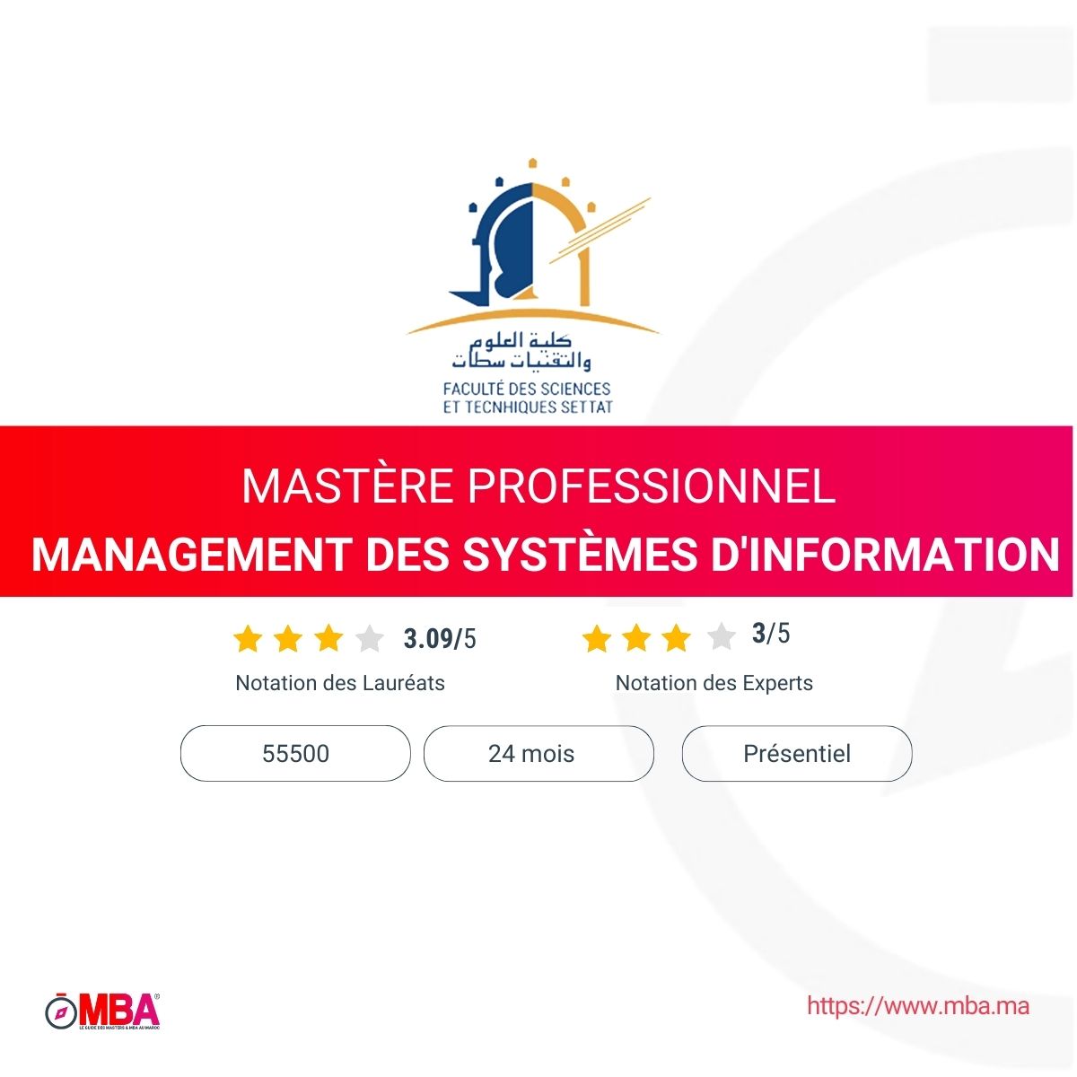 Master en Management des systèmes d'information (FST Settat)