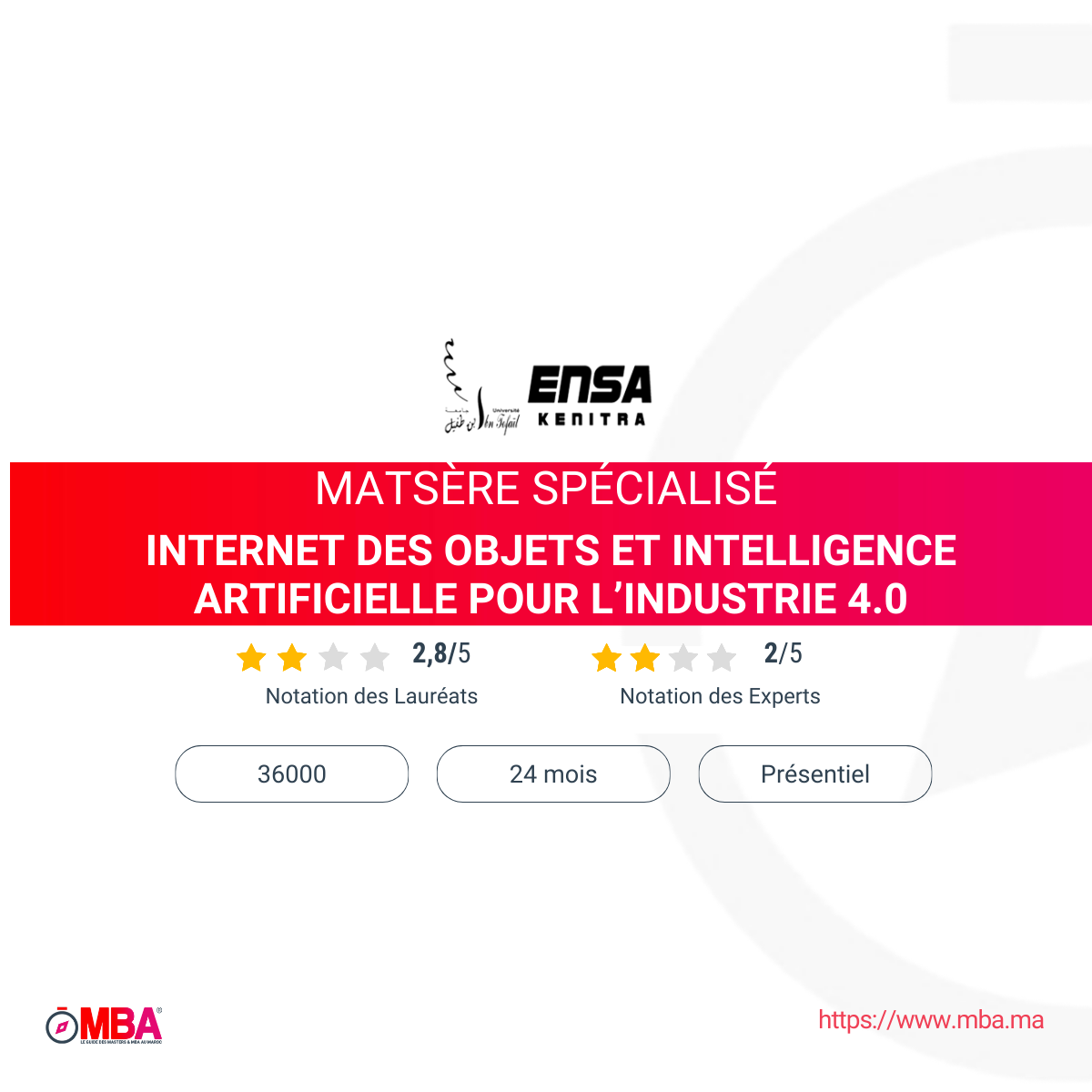 Master en Internet des objets et Intelligence Artificielle (ENSA Kénitra)