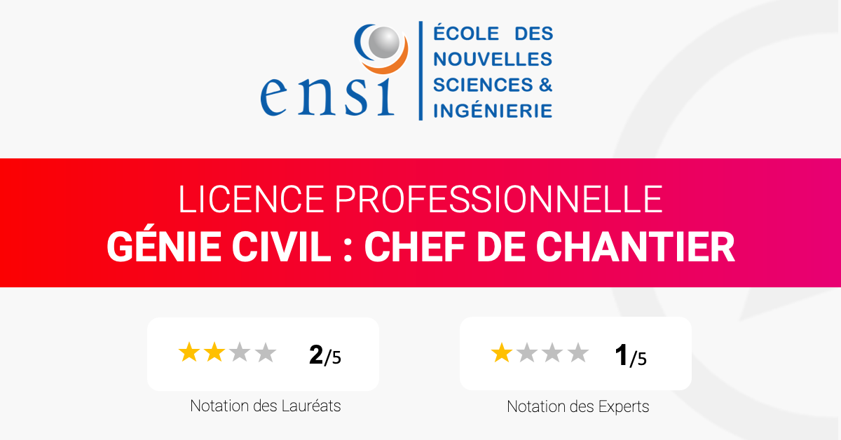 Licence Professionnelle en Génie Civil : Chef de Chantier (ENSI)