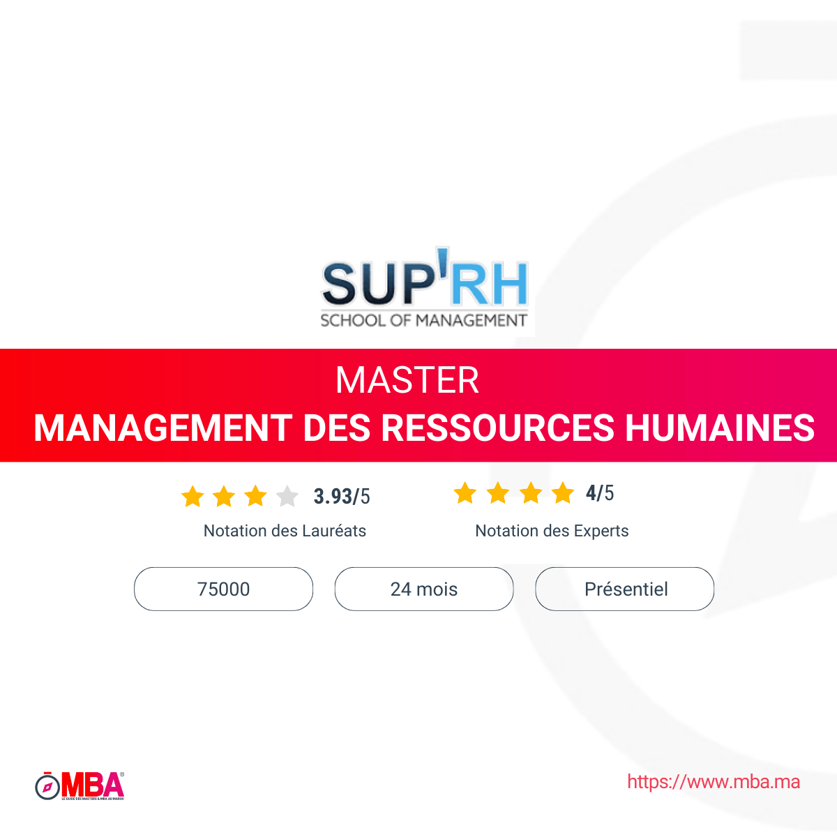 Master en Management des Ressources Humaines (Sup'RH)
