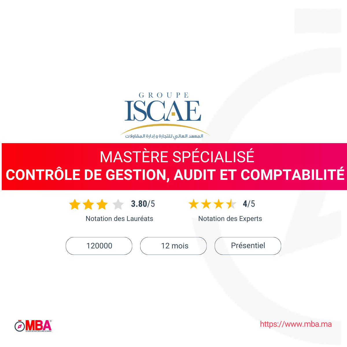 Mastère en Contrôle de Gestion Audit et Comptabilité (ISCAE)